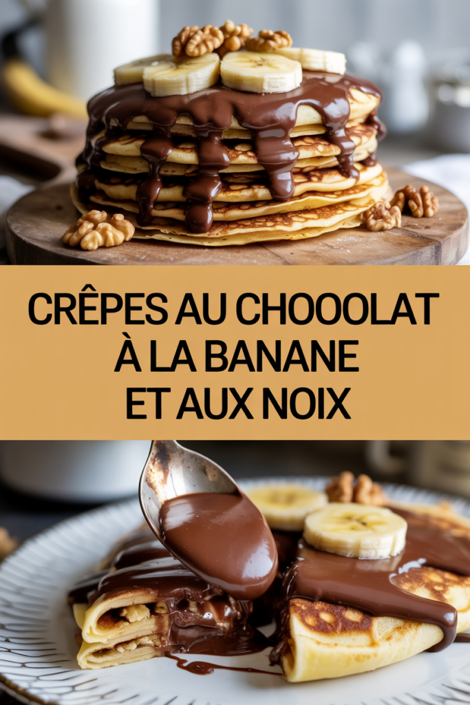 Crêpes au chocolat à la banane et aux noix - Top Recettes
