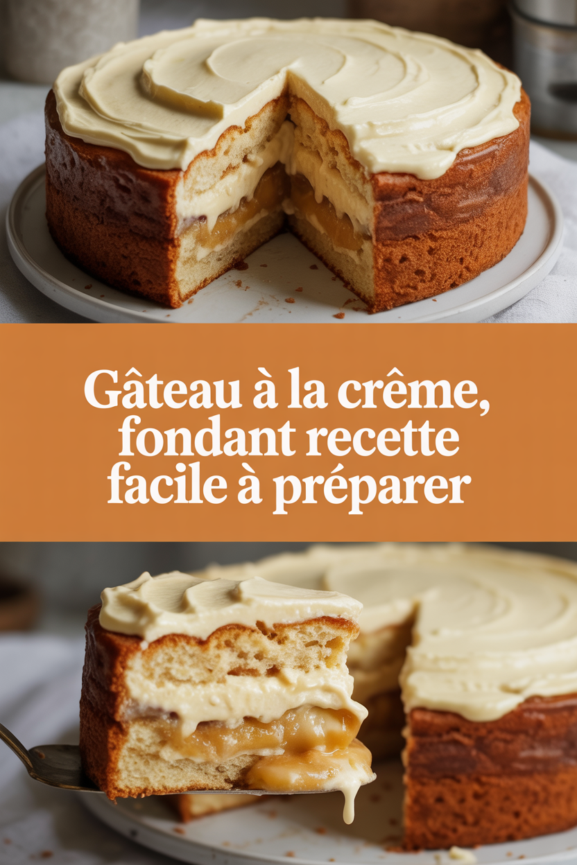 Gâteau à la crème, fondant recette facile à préparer - Top Recettes
