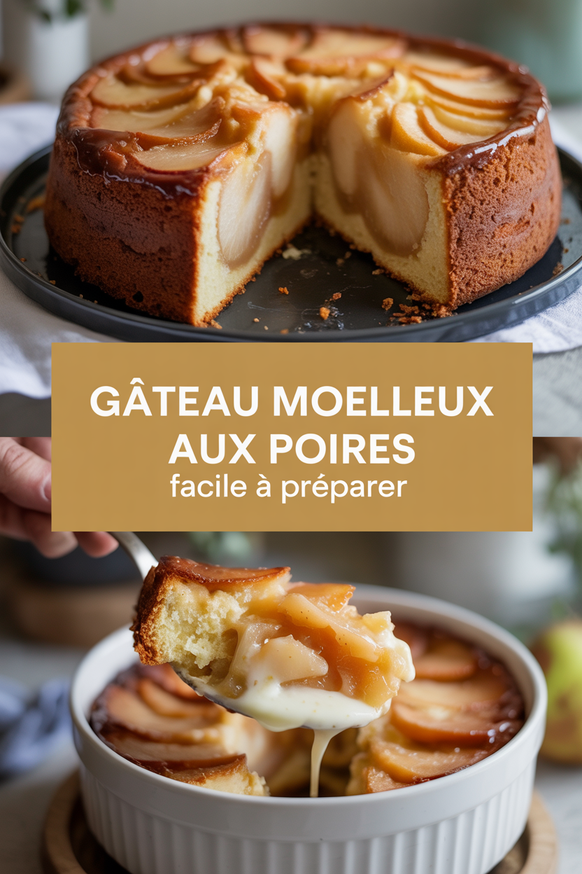 Gâteau moelleux aux poires facile à préparer - Top Recettes