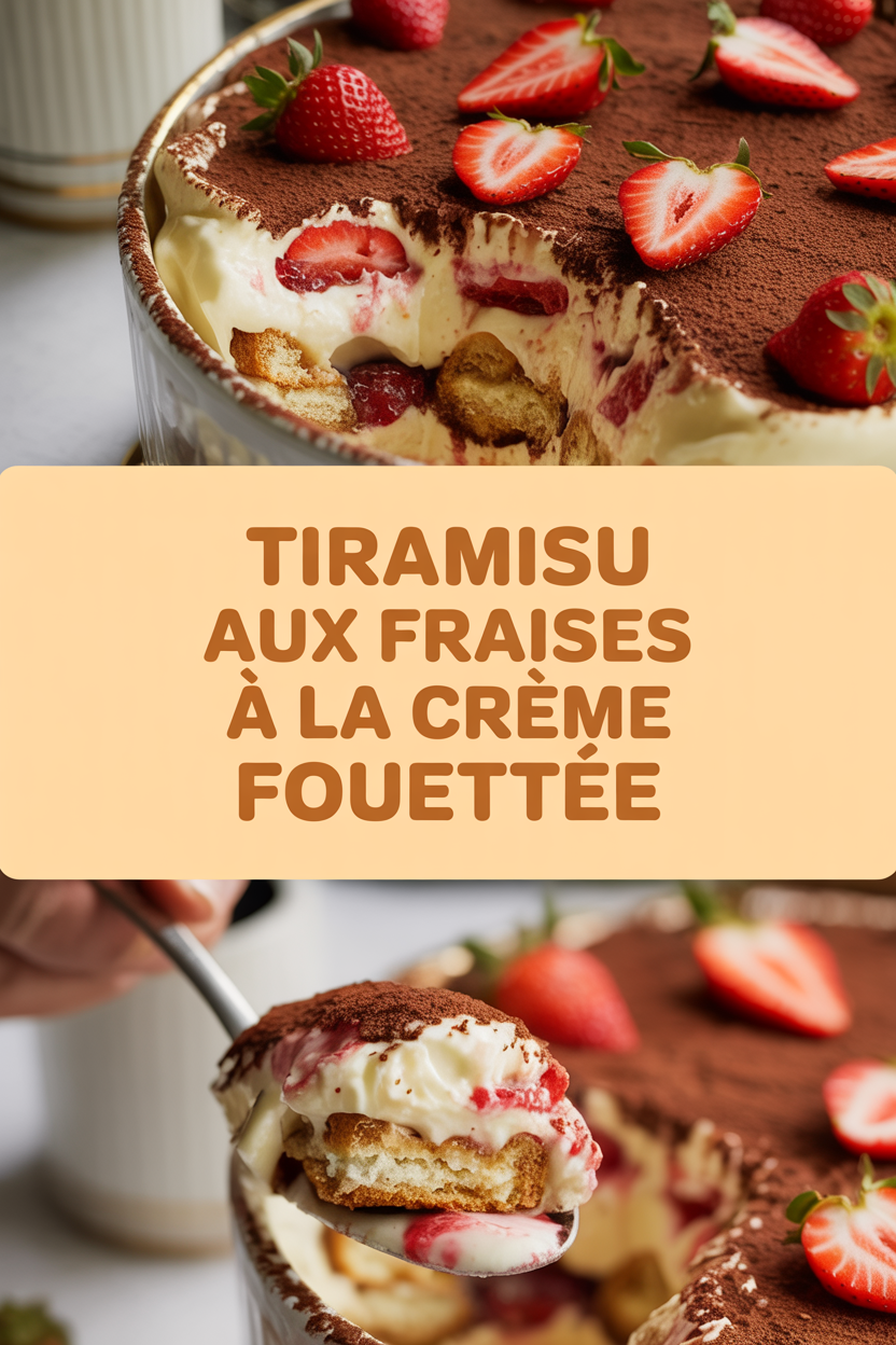Tiramisu aux fraises à la crème fouettée - Top Recettes